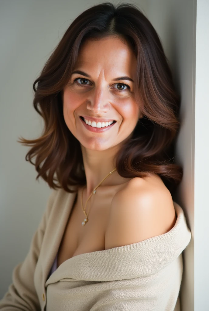 Using the reference image create a picture of a woman with shoulder length brown - SeaArt AI