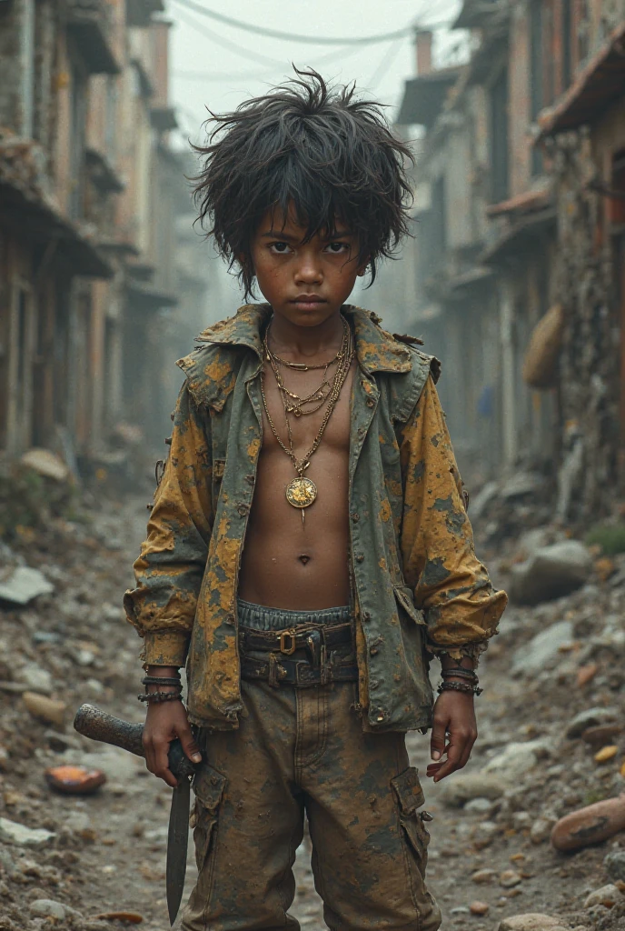 Mulatto boy wearing cottage cheese clothes,a gold chain,a knife in his ...