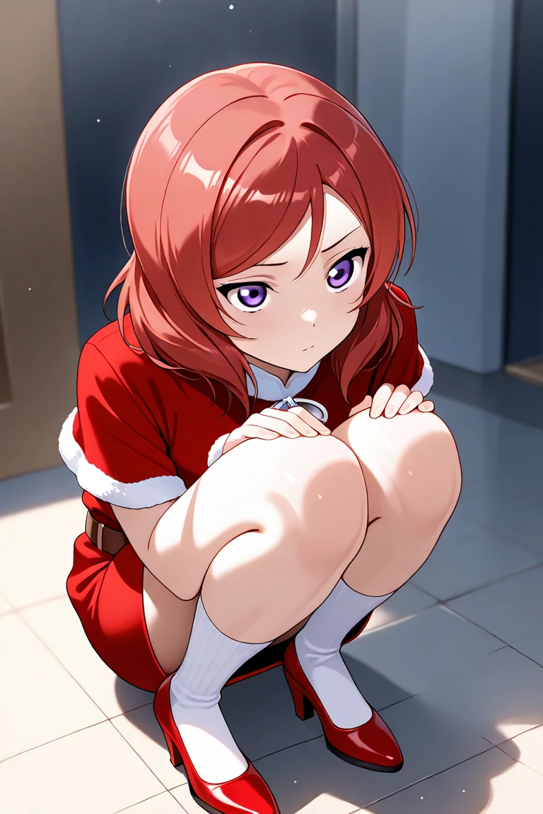 1 girl, solo, maki nishikino, purple eyes, red hair, short hair - SeaArt AI