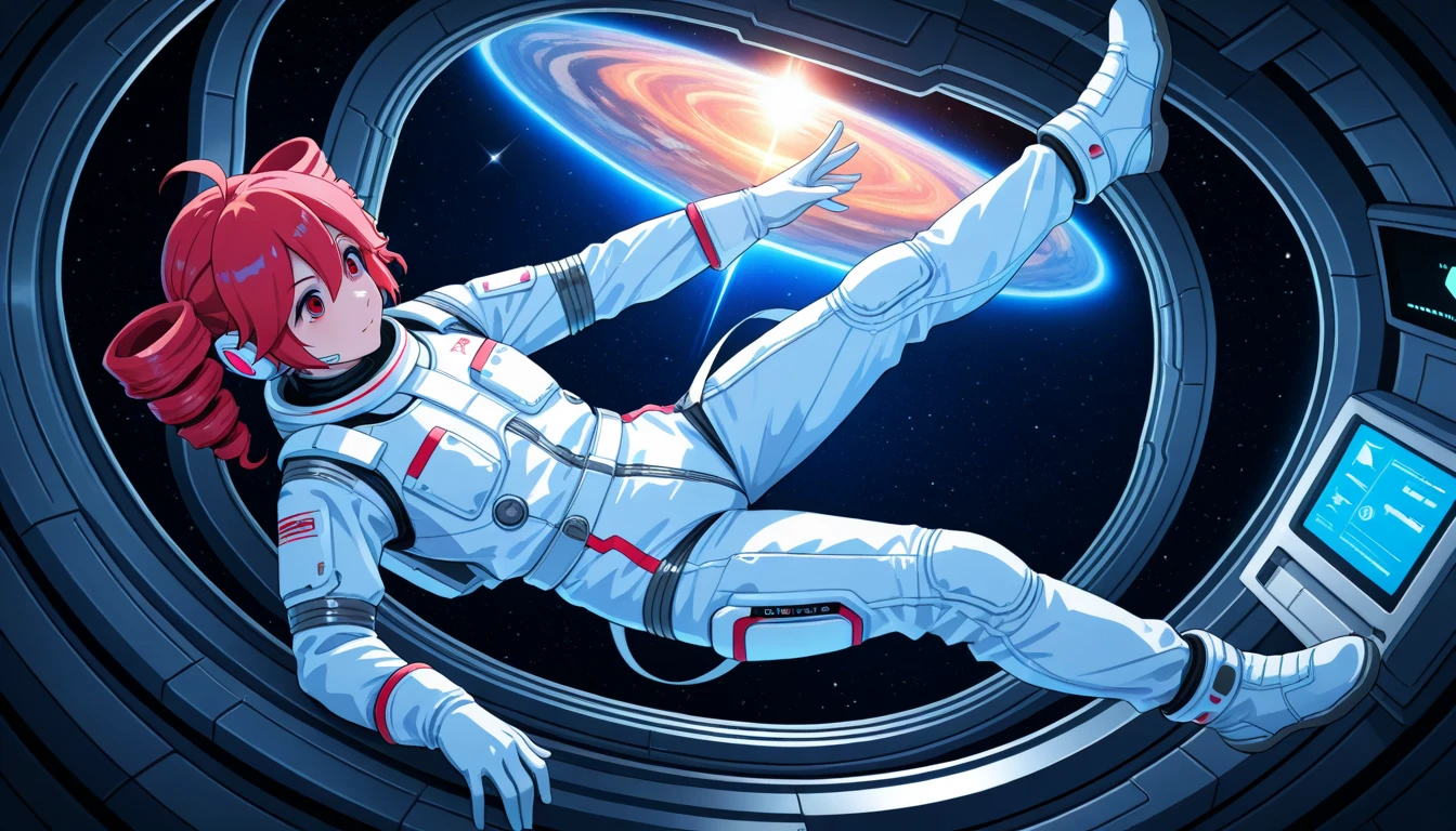 Space suit, Kasane Teto, dynamic pose, zero gravity environment - SeaArt AI