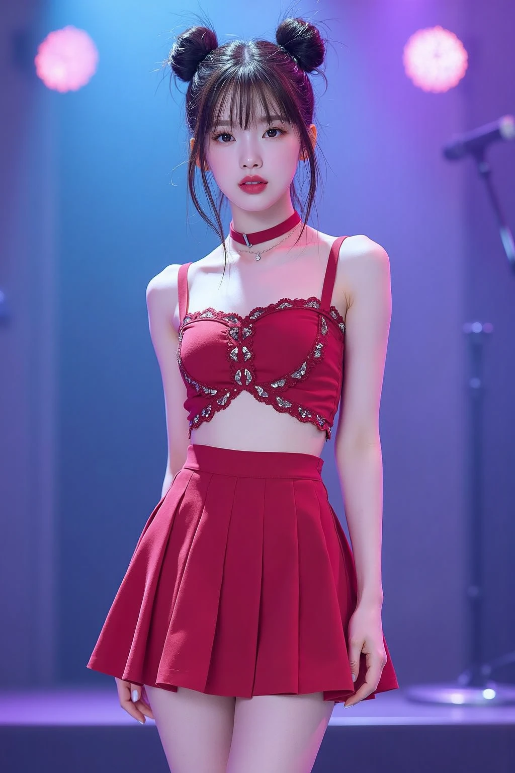 Ari, 1girl, standing Arin, She wears a miniskirt stage costume - SeaArt AI