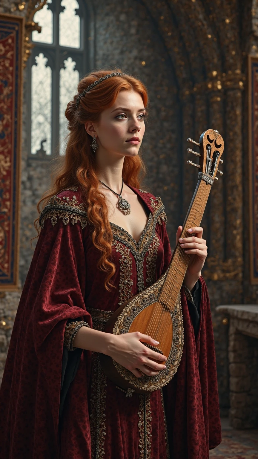 An epic image of a medieval bard of a woman - SeaArt AI