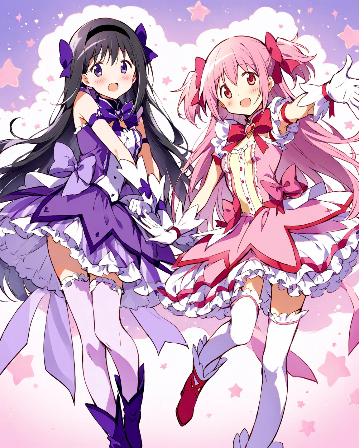 Masterpiece, accurate, top quality, 2 girls,Kaname Madoka and Akemi ...
