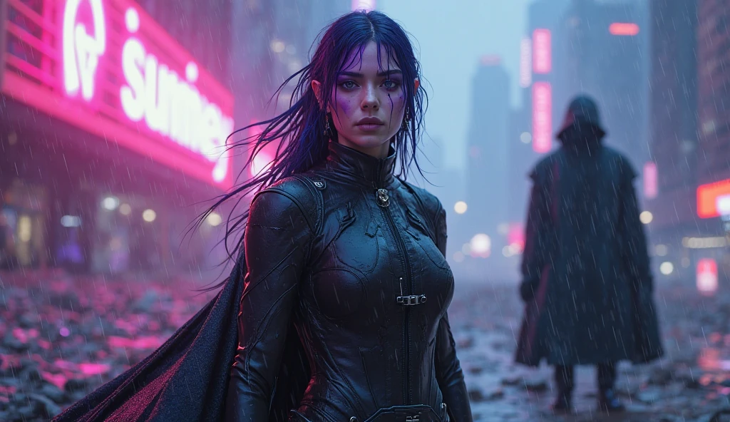 A stunning sci-fi princess with violet skin and heterochromatic eyes ...