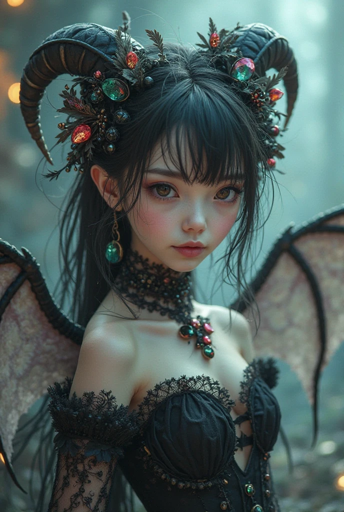 dream cute 、devil、Gothic Lolita、gem、Feather - SeaArt AI