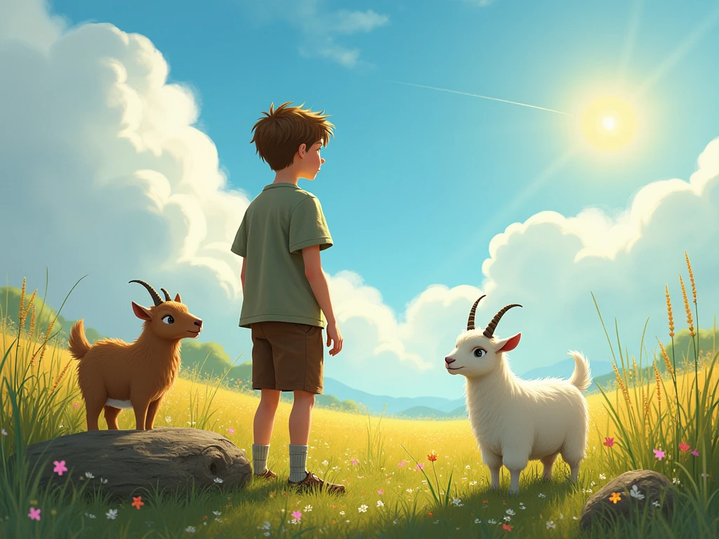 It was a sunny morning in the Meadow of Miracles, and Greyson stood ...