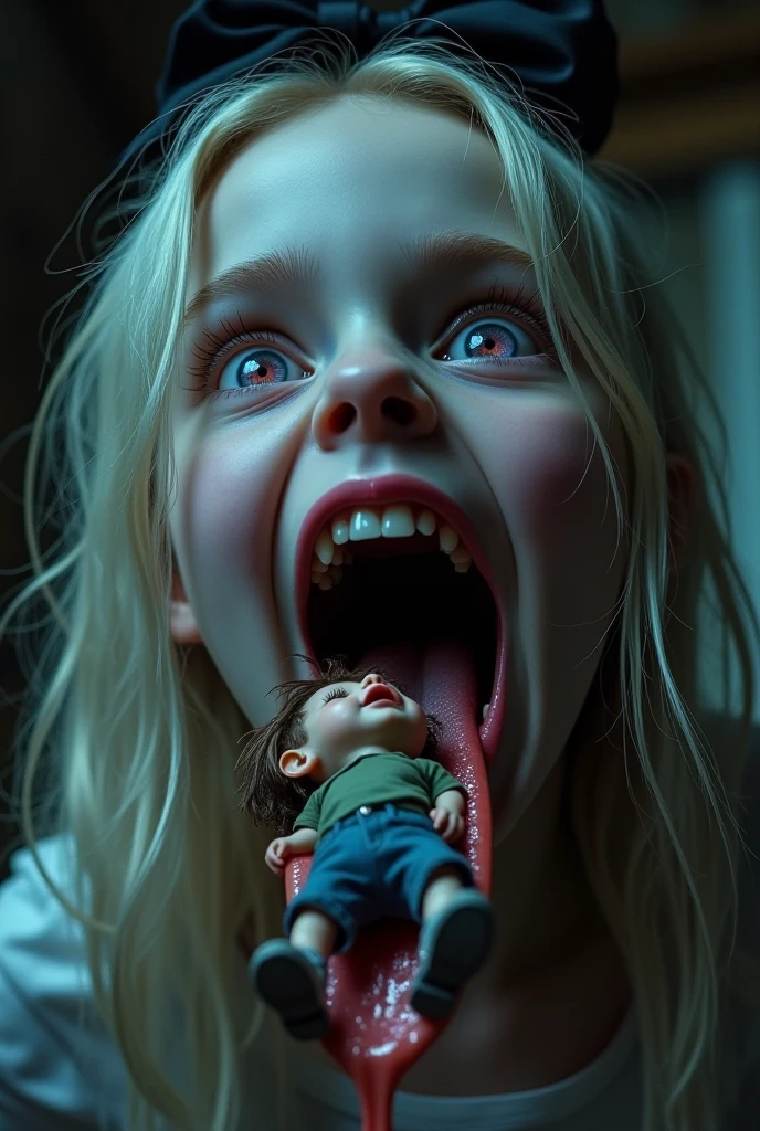 "A hyper-detailed, close-up view of a beautiful girl’s face in a dimly ...