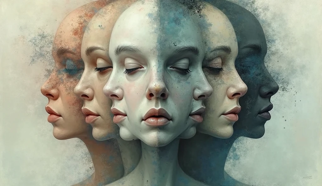 Archetypal masks — An abstract illustration of overlapping faces ...