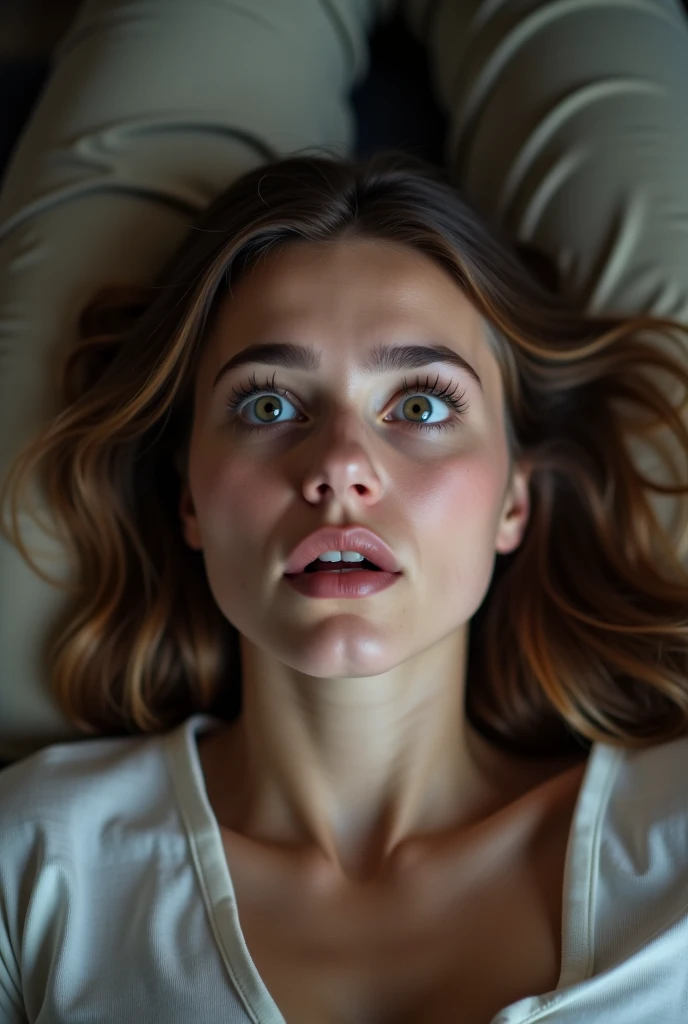 Photo of pretty 20 year old woman's disembodied head sitting in a man ...