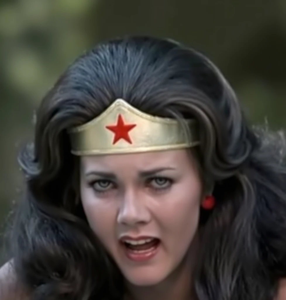 Lynda Carter as Wonder Woman, crying - SeaArt AI