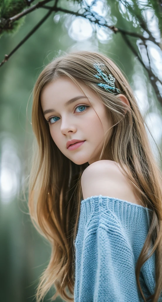 Portrait, high quality, Ukrainian fairy winter snow in the forest ...