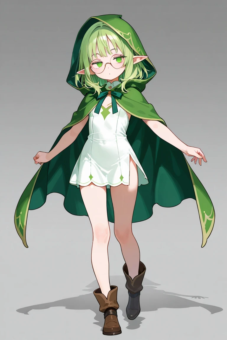 Elf、girl、Wizard、long slit eyes、 small round glasses 、medium hair ...