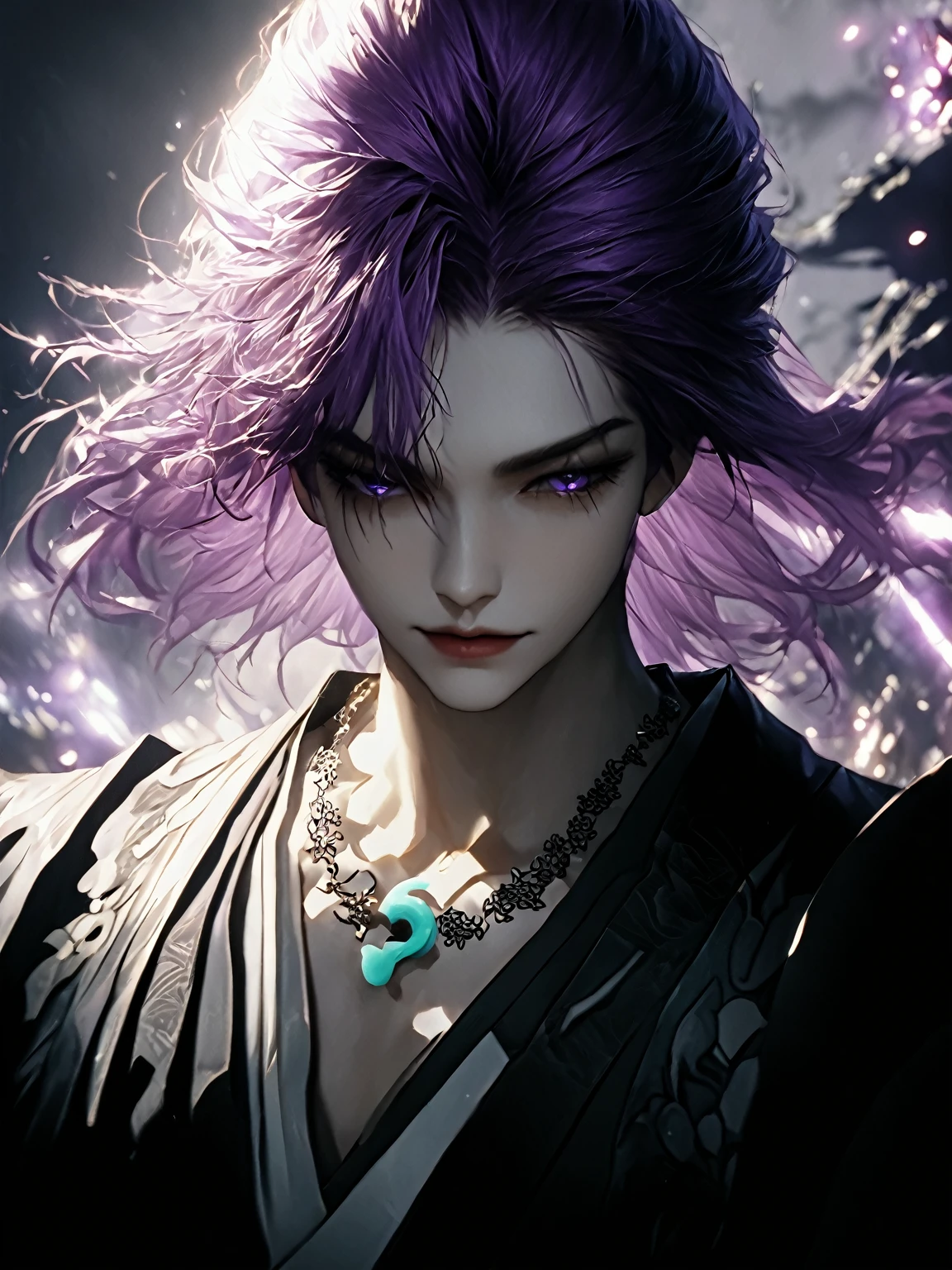 smiles male,A godlike warrior wearing Susano-o style clothing - SeaArt AI