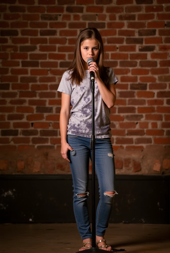 (Instagram photo), ((SFW)), 1girl, young girl in a faded t-shirt and ...