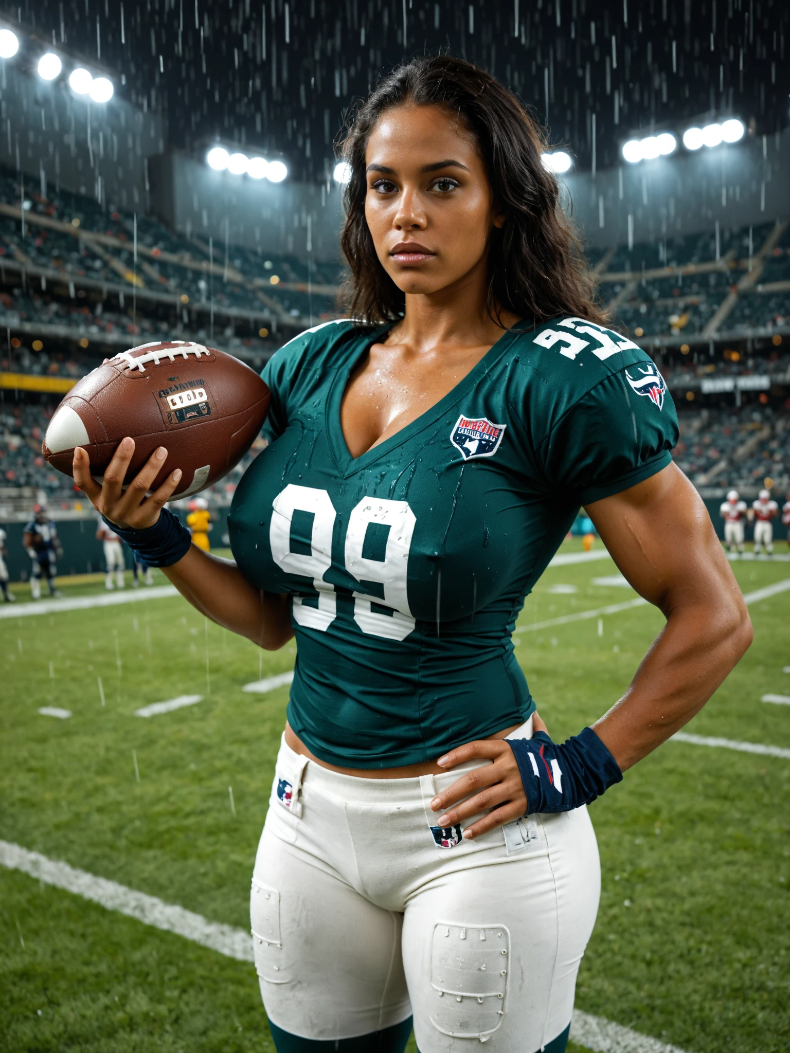 Cowboy shot, 1 girl, dark skinned, mulatto, pretty face, athletic body ...