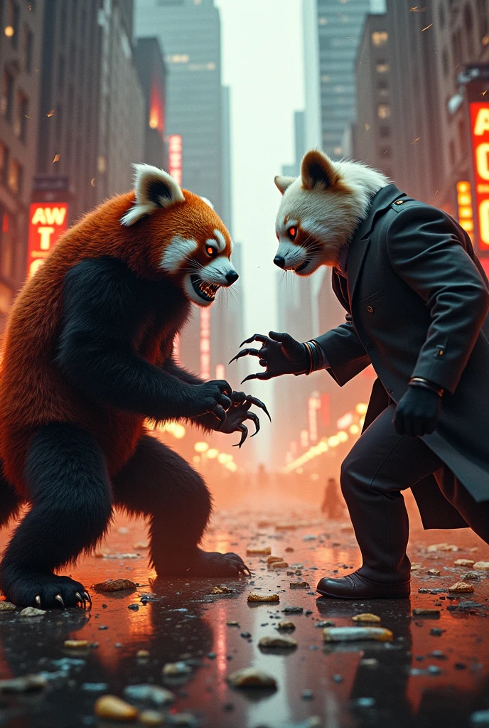 Scene: The financial district is in chaos. Shattered glass rains down ...