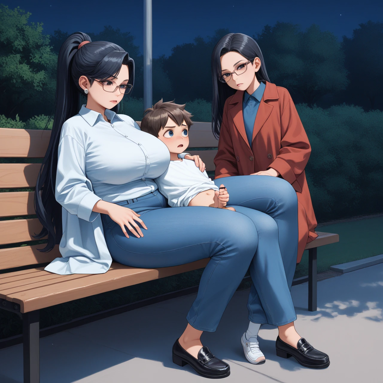 Upset milf teacher wear tight school uniform and flat shoes she got a medium bos - SeaArt AI