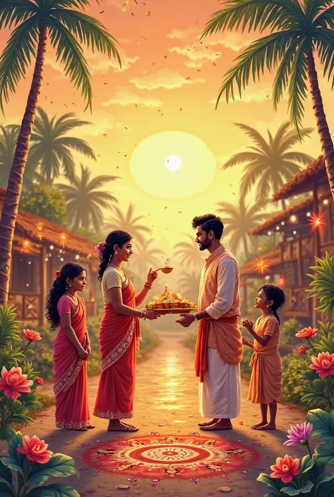 “A vibrant, colorful festive scene celebrating Sinhala and Tamil New ...