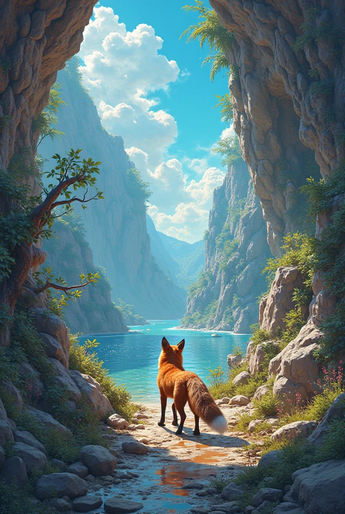 A natural fox mine, blue sky, sharp image - SeaArt AI