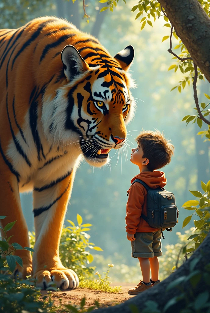 Aer boy with tiger - SeaArt AI