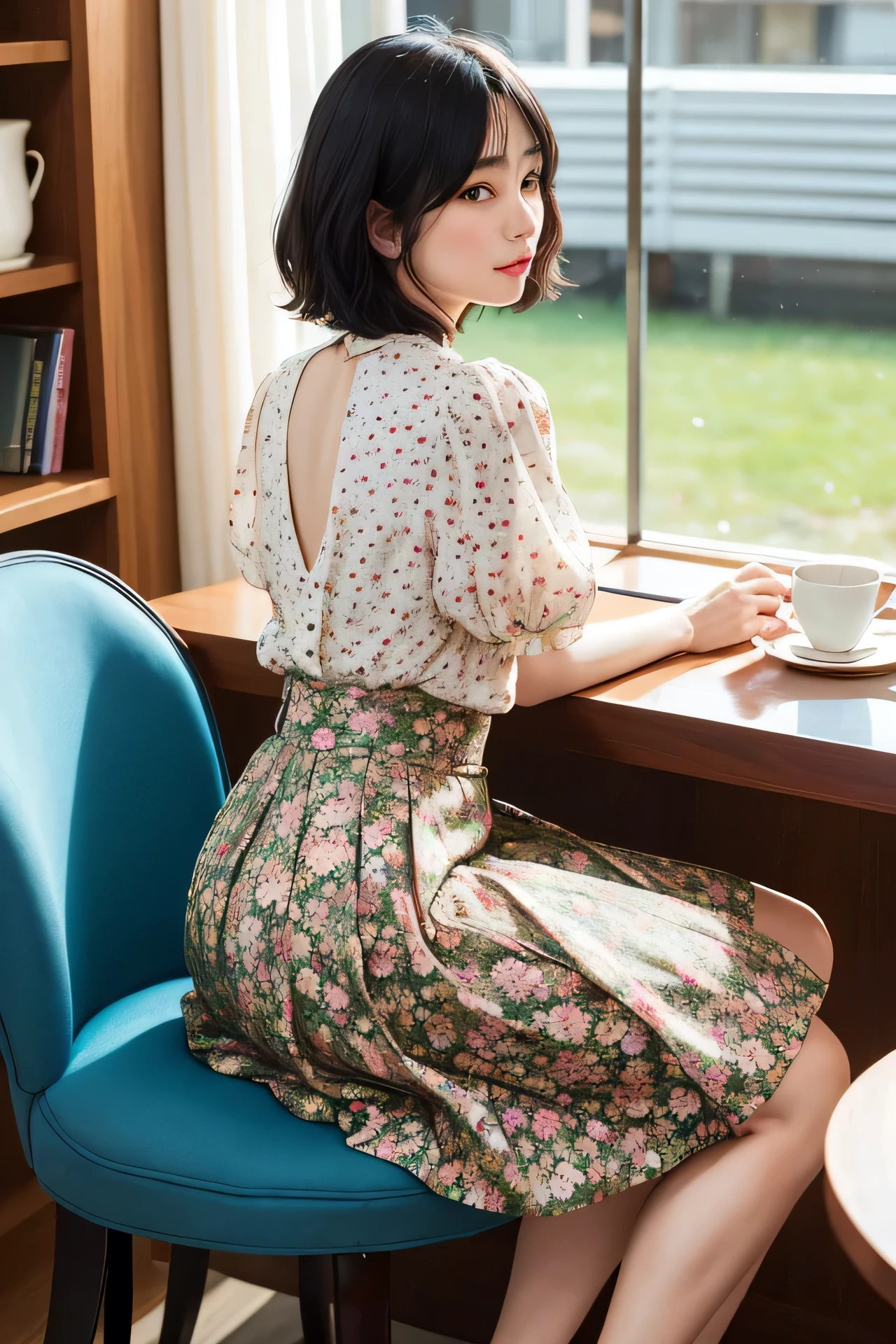 (High Definition), Lady, Japan Person, Cute, Black Hair Short - SeaArt AI