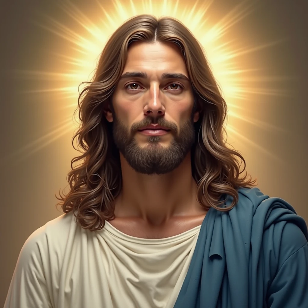 A realistic representation of a beautiful and serene Jesus Christ ...