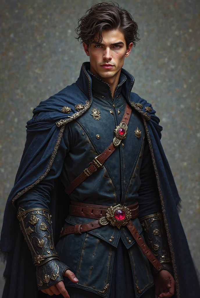 Young male fantasy noble warrior, around 22 years old, tall and well ...