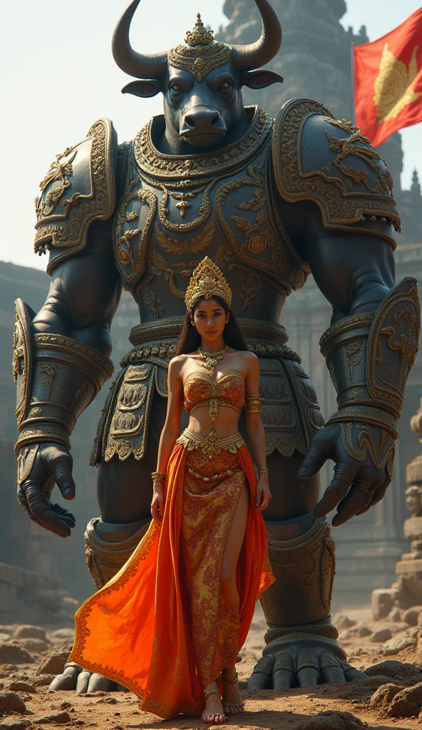 A powerful Cambodian woman, dressed in regal traditional attire with ...