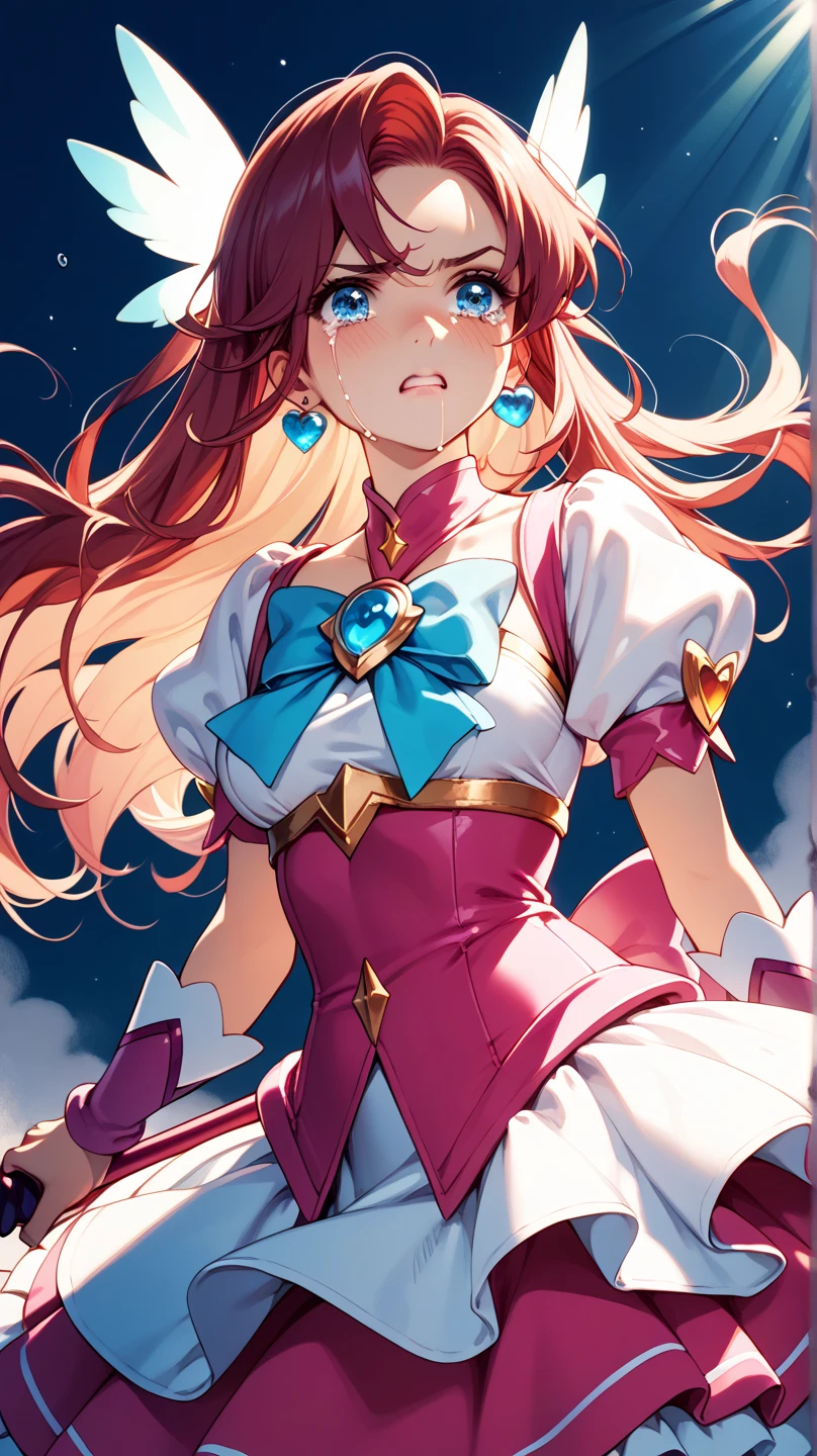 (((Depressing anime illustration:1.3))), (((Magical Girl is crying with ...