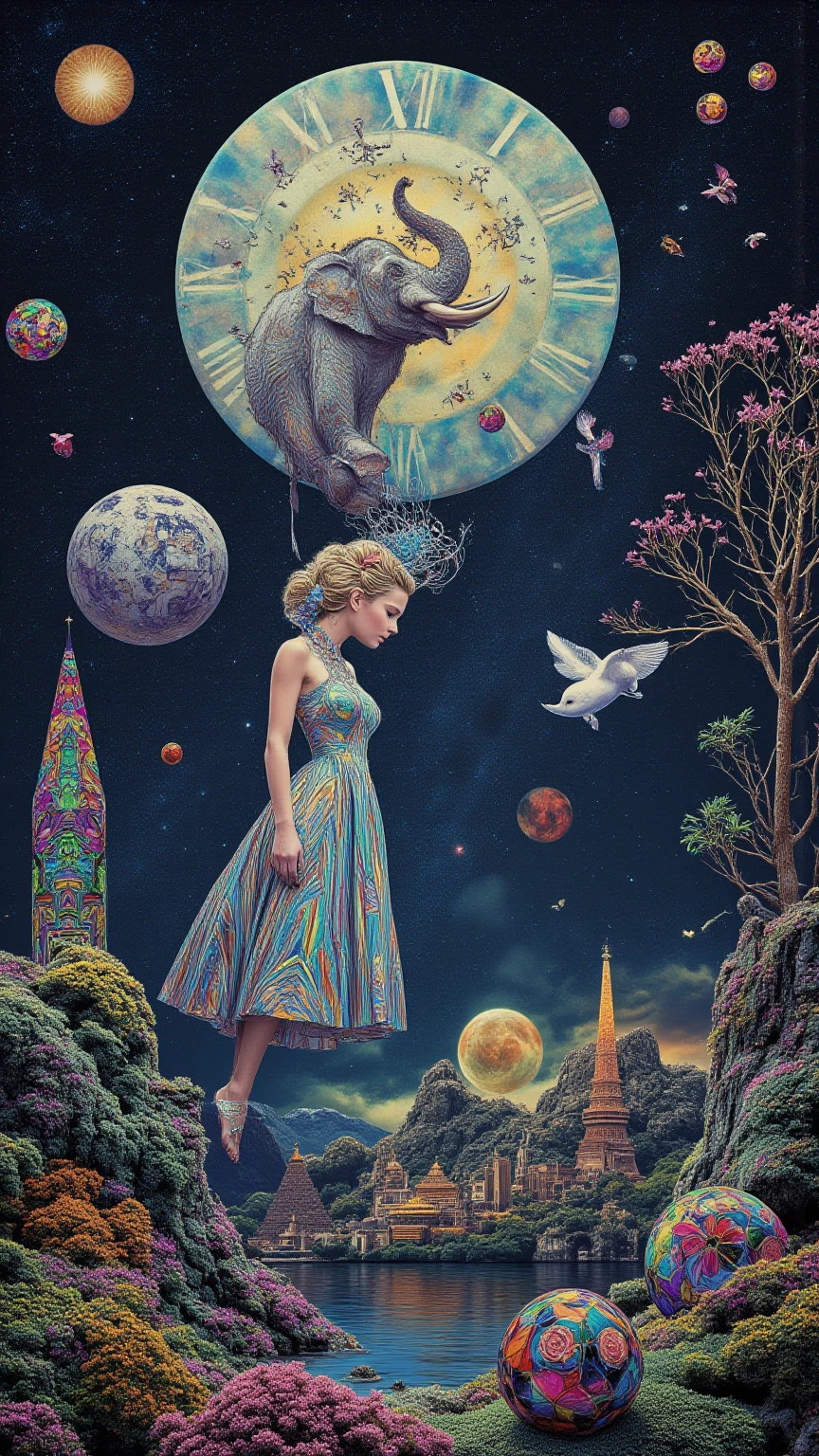 **Rewritten Prompt:** Surreal hyper-detailed odyssey: A serene woman ...