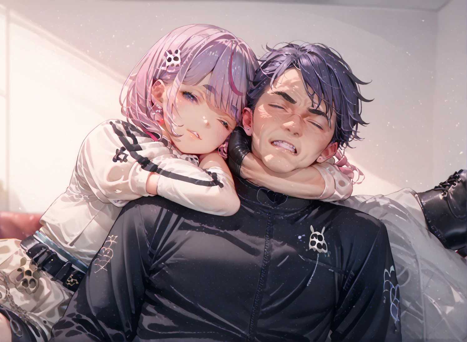 Anime woman, Tosaki Mimi Usaki Mimi, boots, gloves, choke hold - SeaArt AI