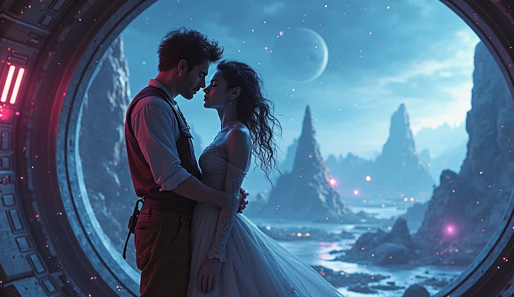 Create a striking sci-fi scene featuring Jack, a rugged human janitor ...