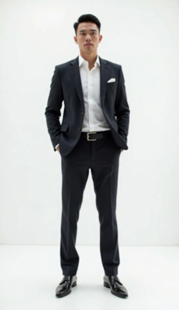 A 35 year old handsome wealthy Asian man，, slender ，is wearing a white ...