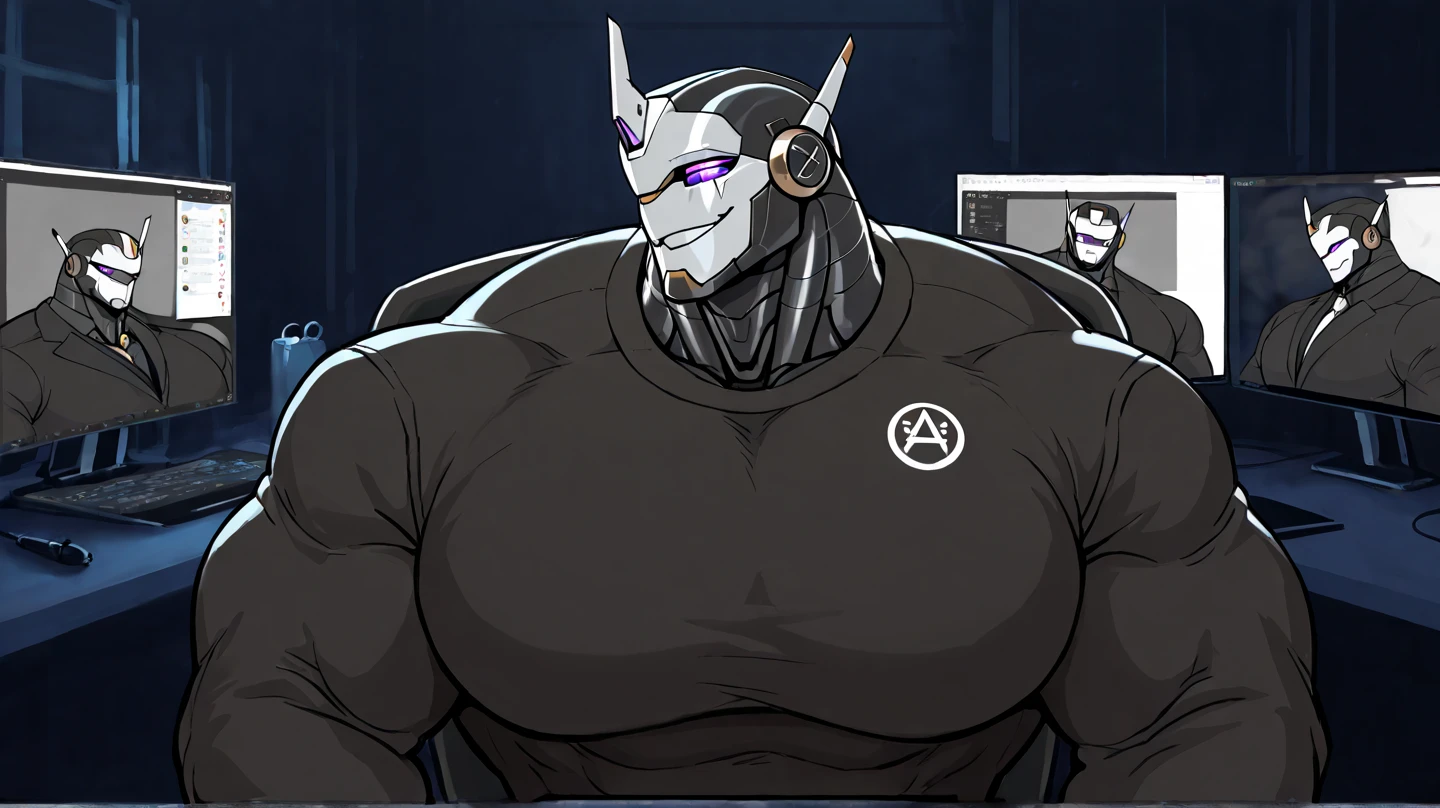 Handsome adult male muscle robot, casual composition, confident and ...
