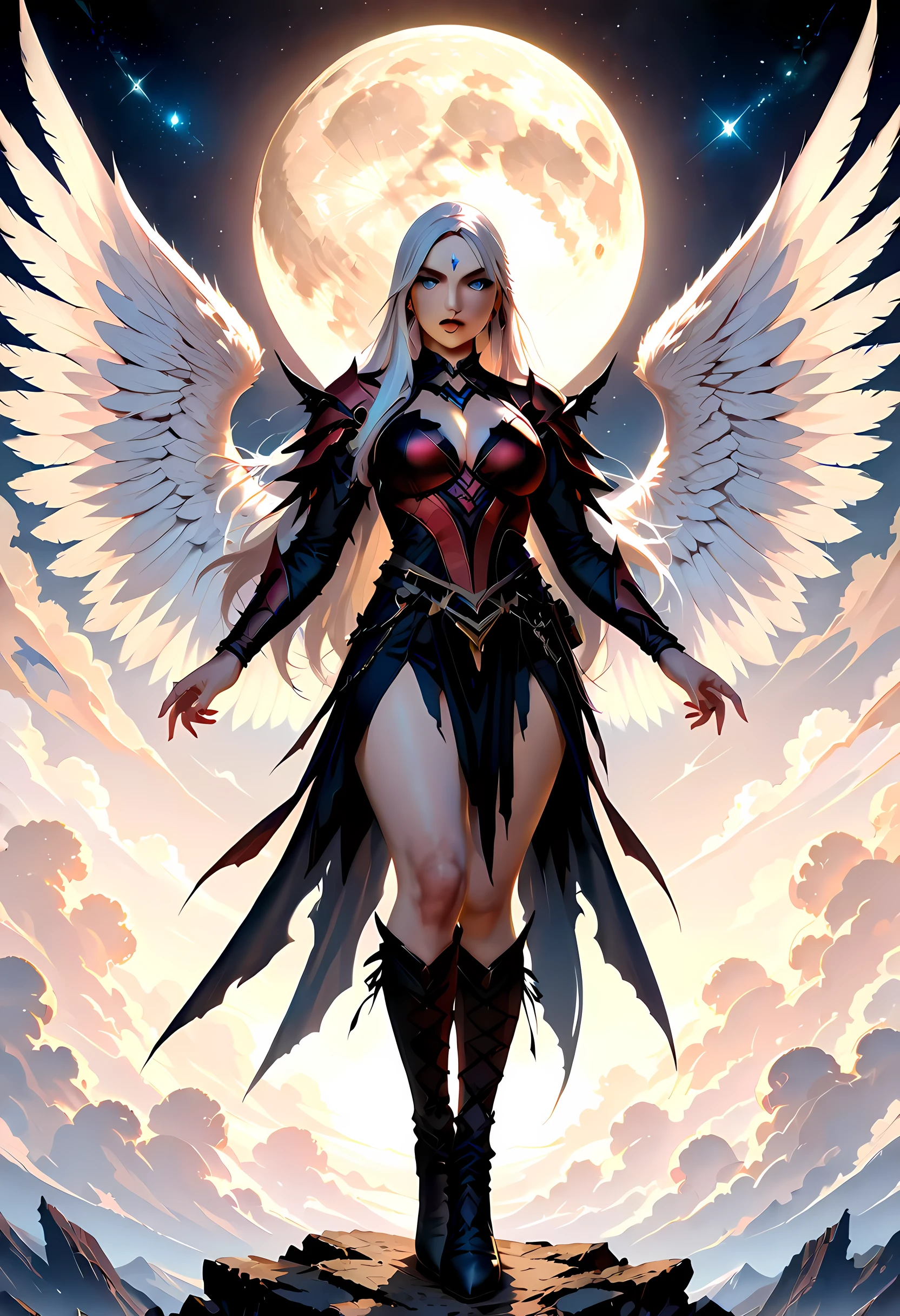 Female, sorceress, casting divine spell, full body, aasimar, female - SeaArt AI