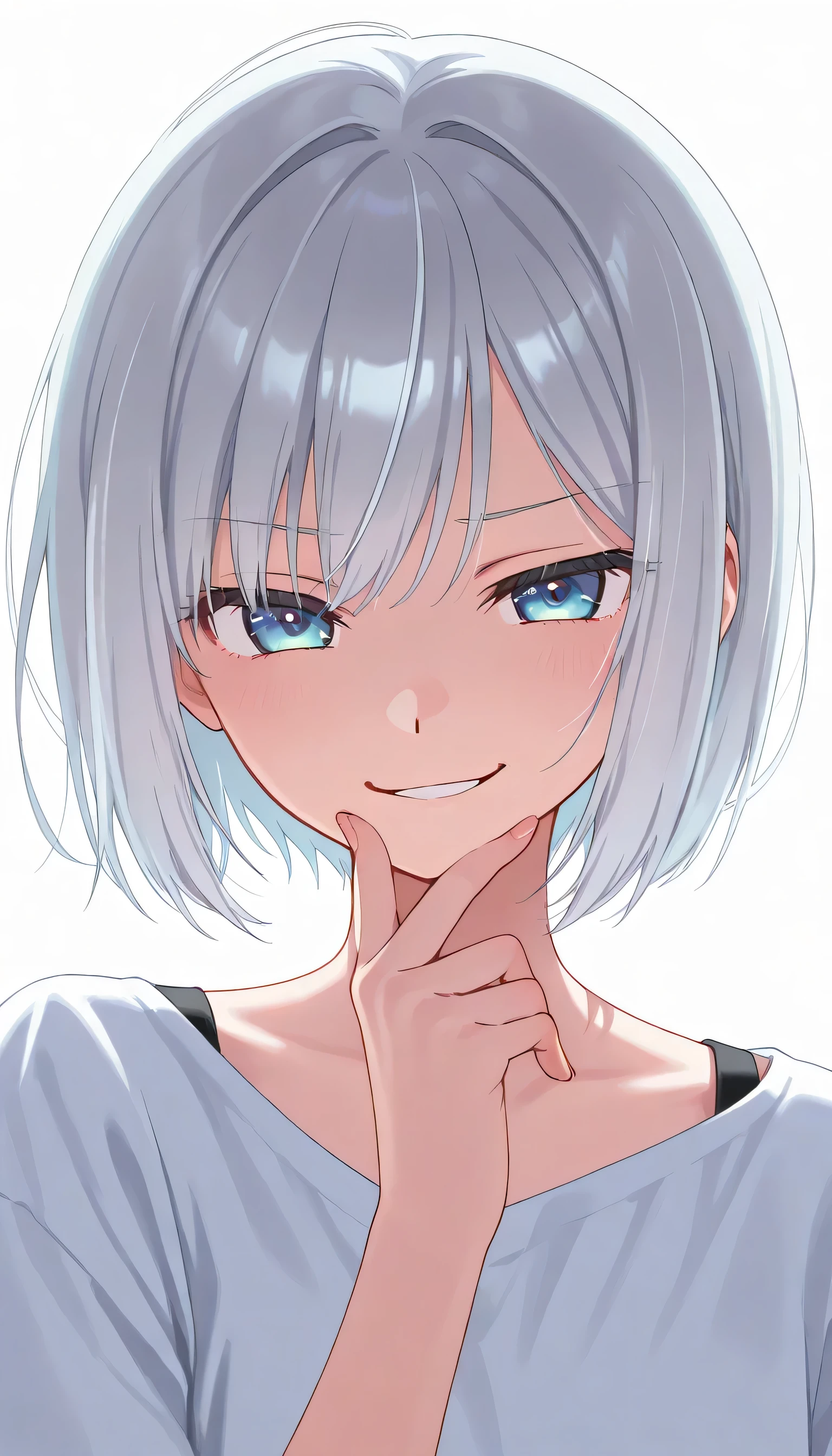 Super high definition simple white background cute girl blue eyes Show ...