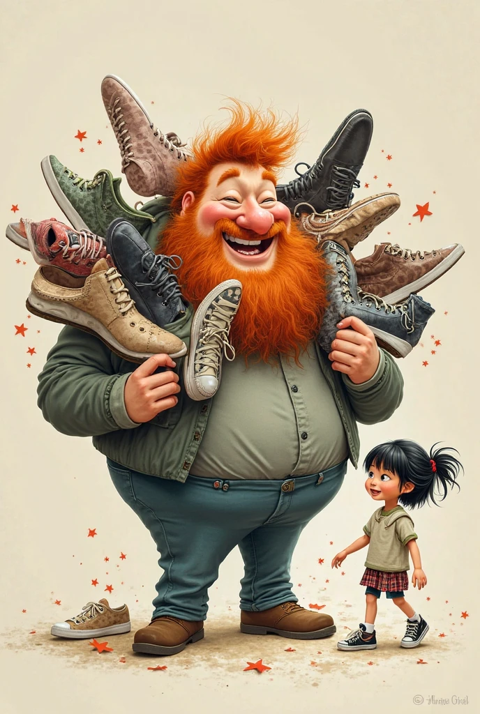 A fat ginger human dude with a skinny black and white haired girl ...