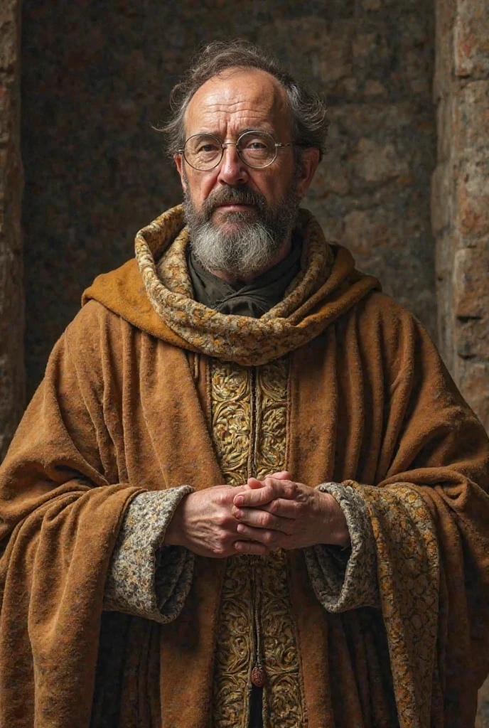 Create an image of a medieval parish priest with poor clothes in this ...