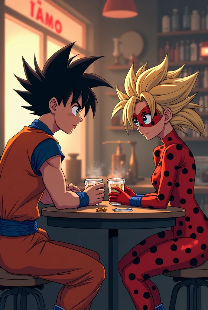 Je veut que tu realise une image avec Ladybug de Miraculous et Sangoku ...