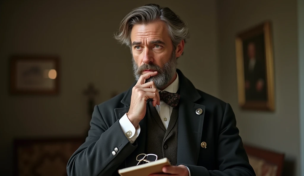 A realistic photo of a 19th-century Western doctor, shown from the ...