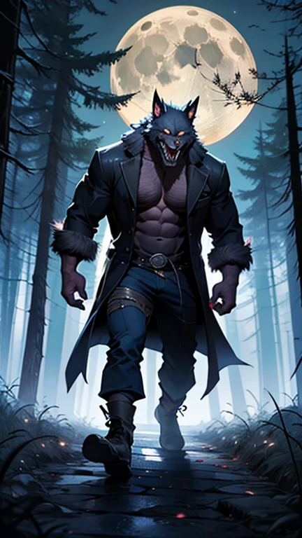 Huge, A grotesque, muscular werewolf、ありえないほどhuge体格, 213 cm tall - SeaArt AI