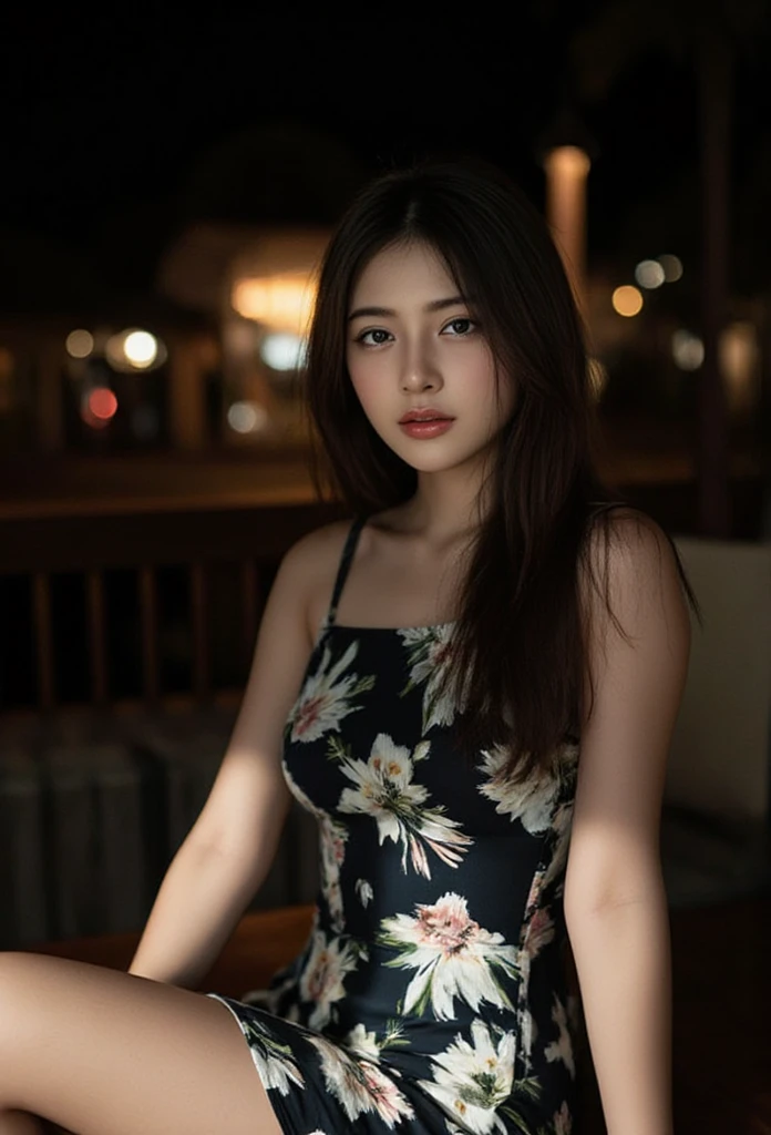 Beachside home terrace (suburban houses and shops in the background of ...