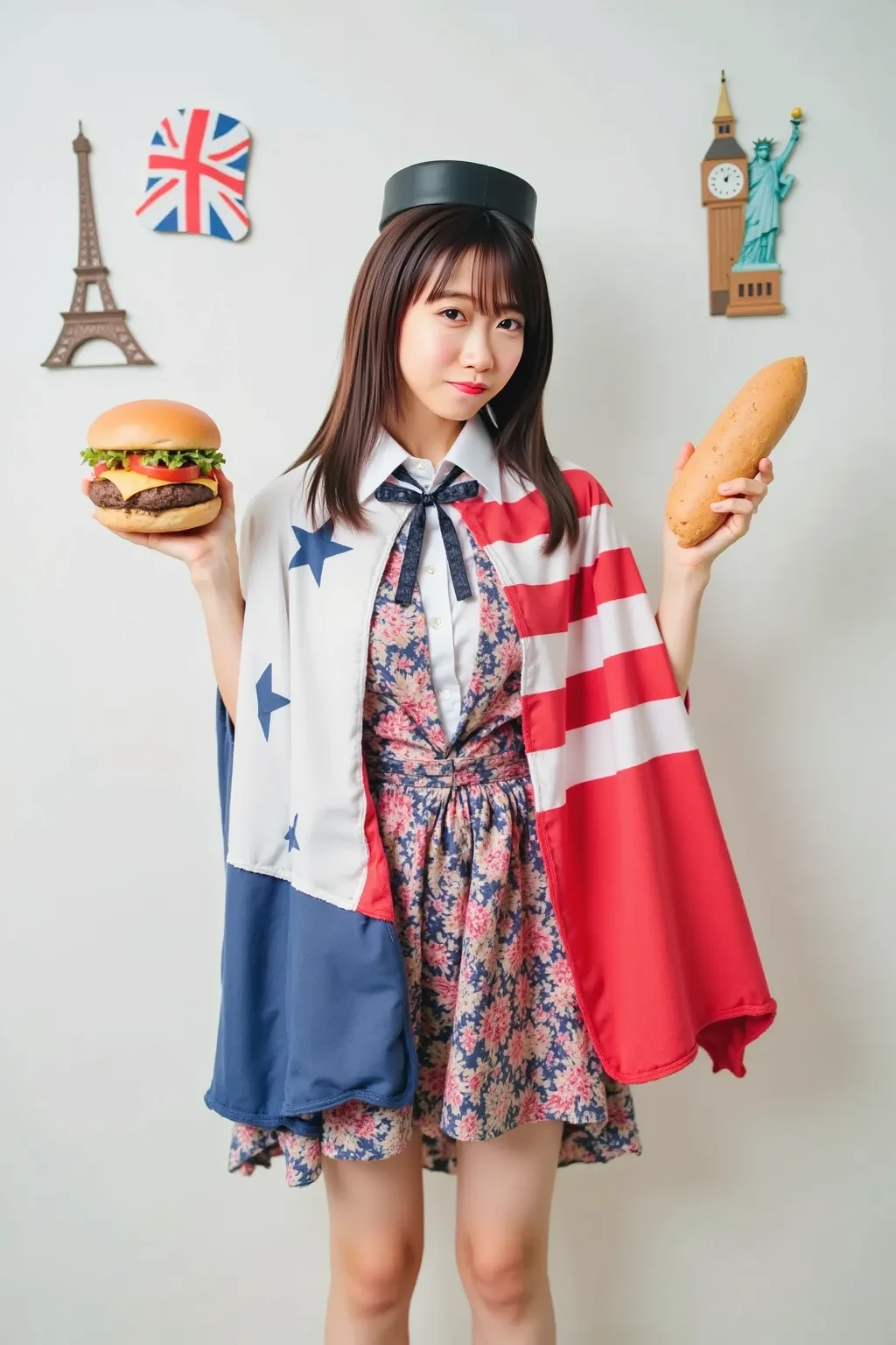 "One woman standing in a humorous, exaggerated pose, with a mix of ...