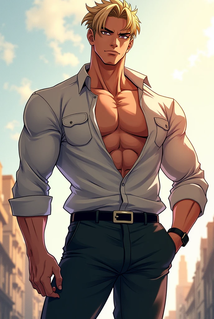 Anime guy with nice , nice bulge, view from below him standing up ...