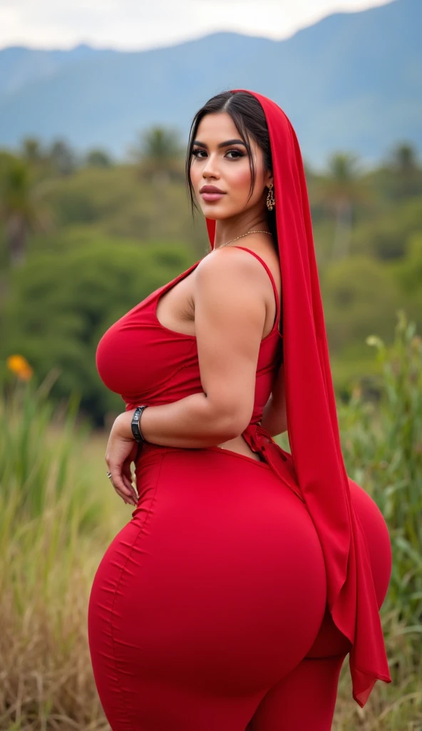 Hijabi milf, transparent skin arab, black hijab, busty, hour glass body ...