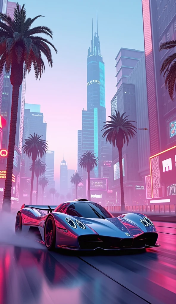Vaporwave city ,car,landscape,high quality,professional effects - SeaArt AI