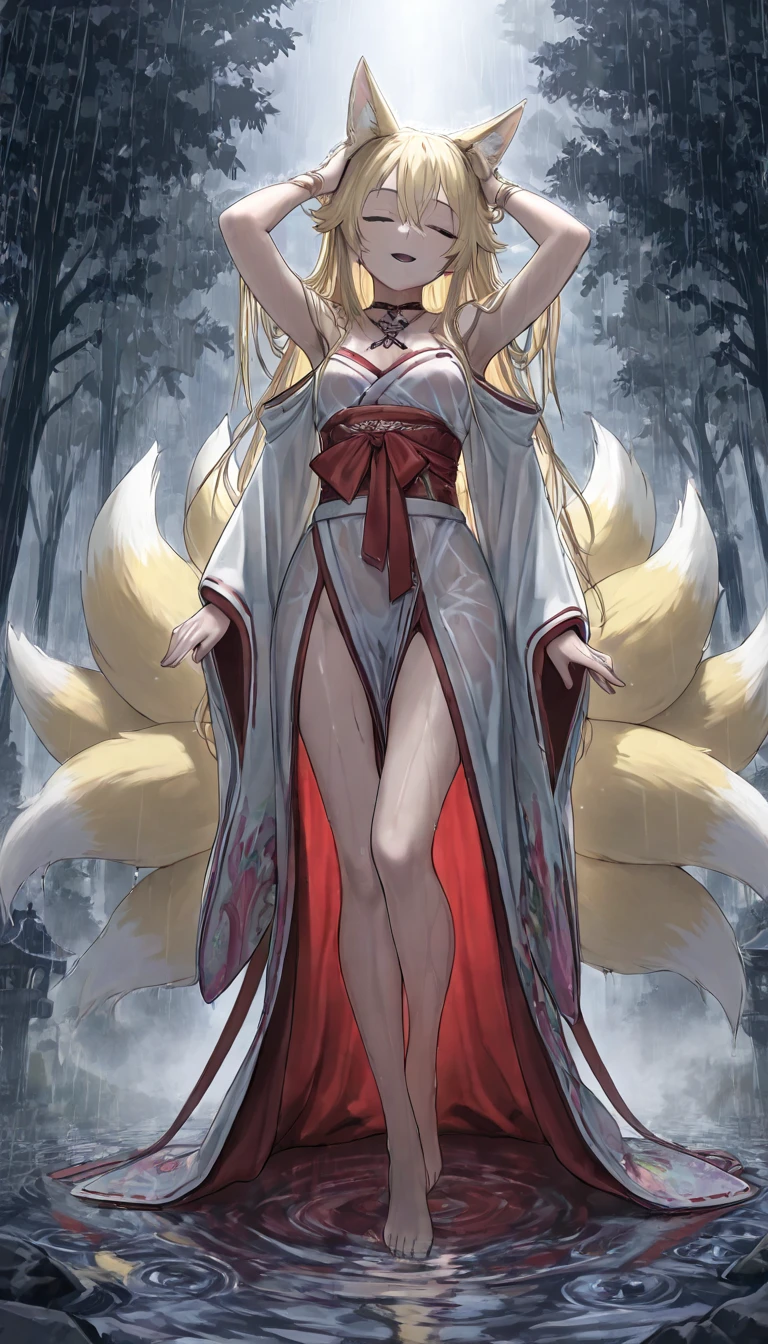 Illustration}}}}},By Yuko Shimizu,An anthropomorphic girl with 9 tails Magi - SeaArt AI