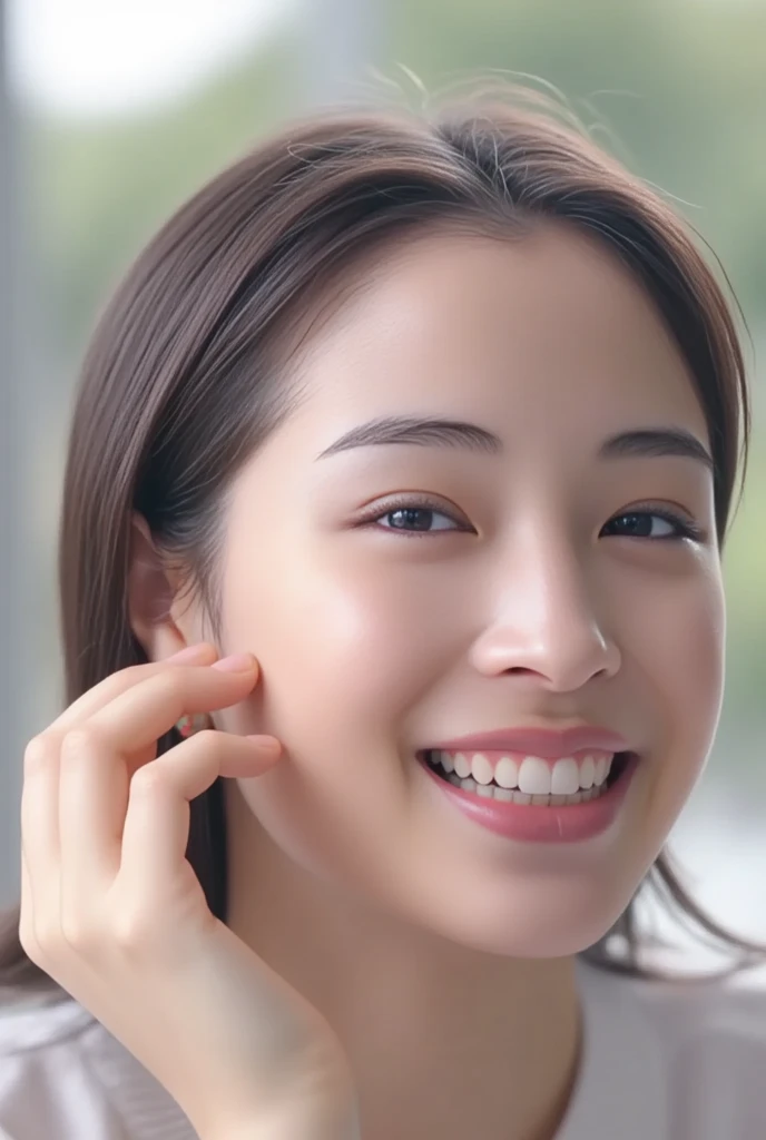 Watch viewers, Laughing with big teeth, jet black hair, HD, HD - SeaArt AI