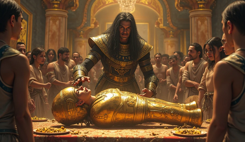 "Seth, dark and furious, betrays Osiris at a lavish feast. He closes a ...