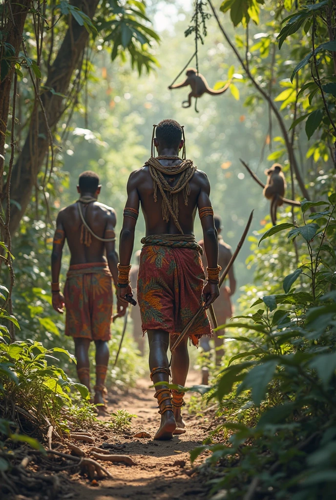 Himba tribe members hunt monkeys - SeaArt AI